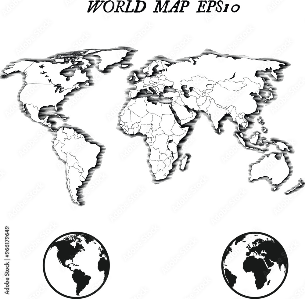 world map and globes . Illustration vector of global map icon. World ...