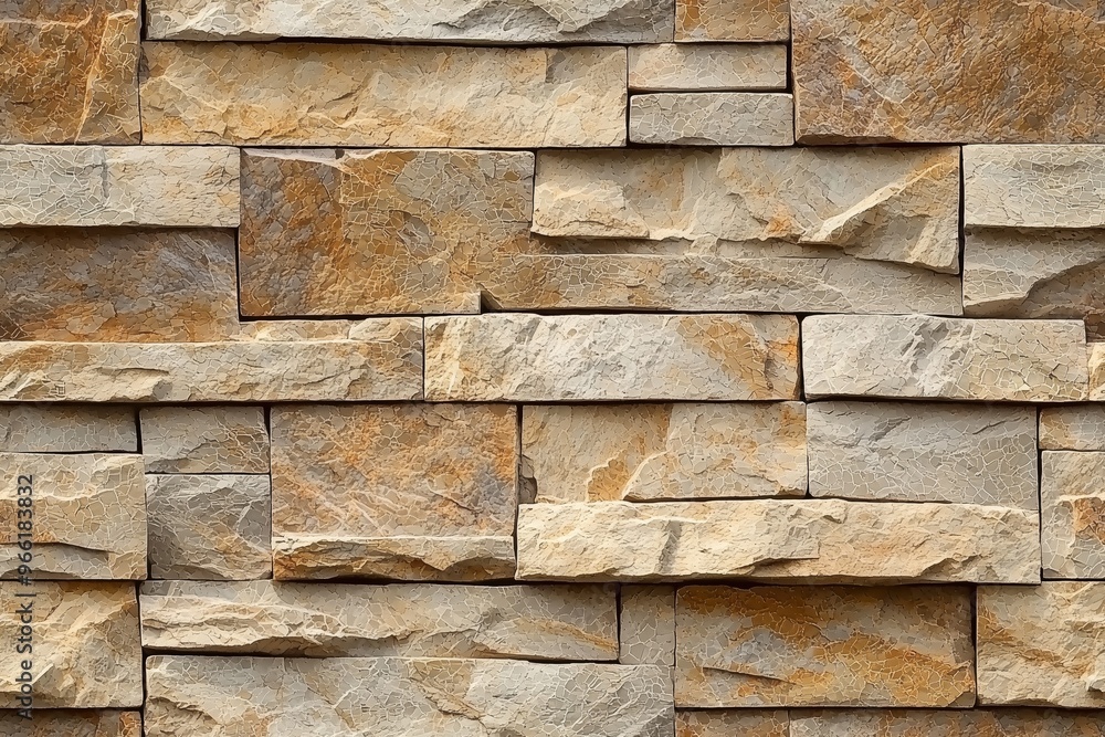 A textured stack stone cladding wall made of natural stone tiles in ...