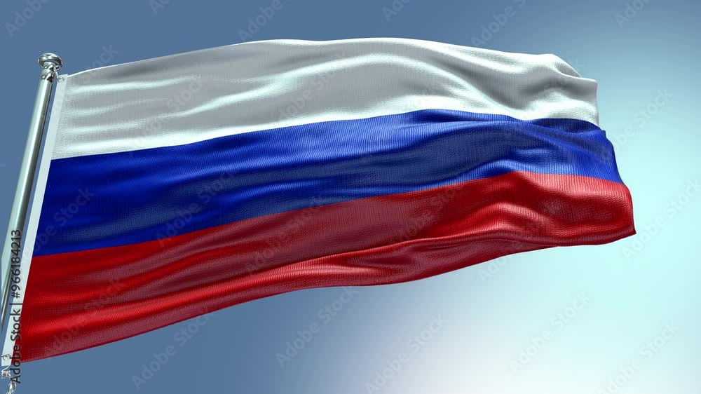 4k render Russia Flag video waving in wind Russia Flag Wave Loop waving ...