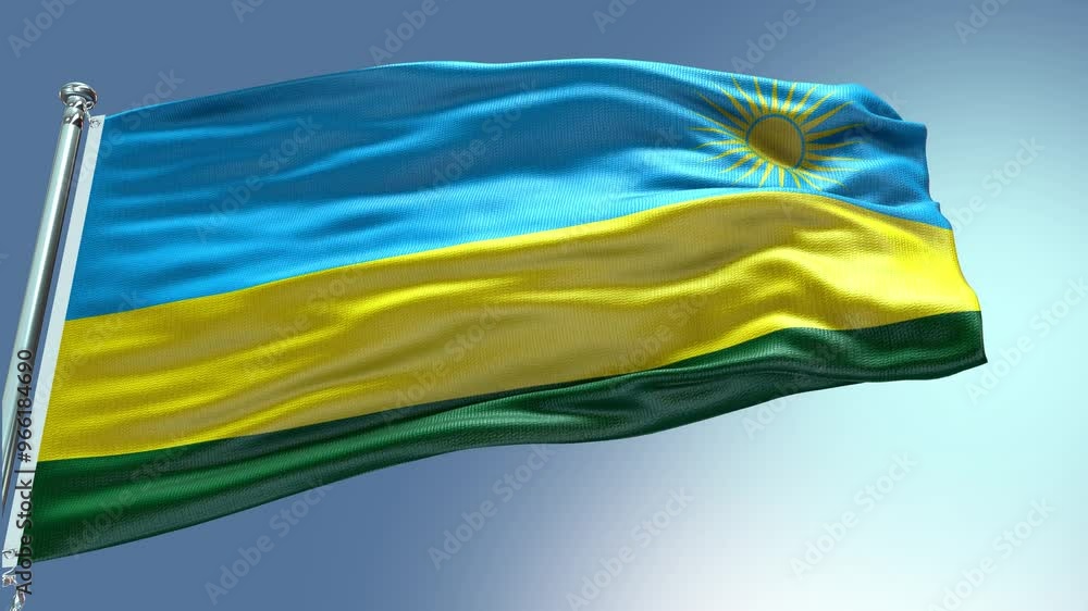 4k render Rwanda Flag video waving in wind Rwanda Flag Wave Loop waving ...