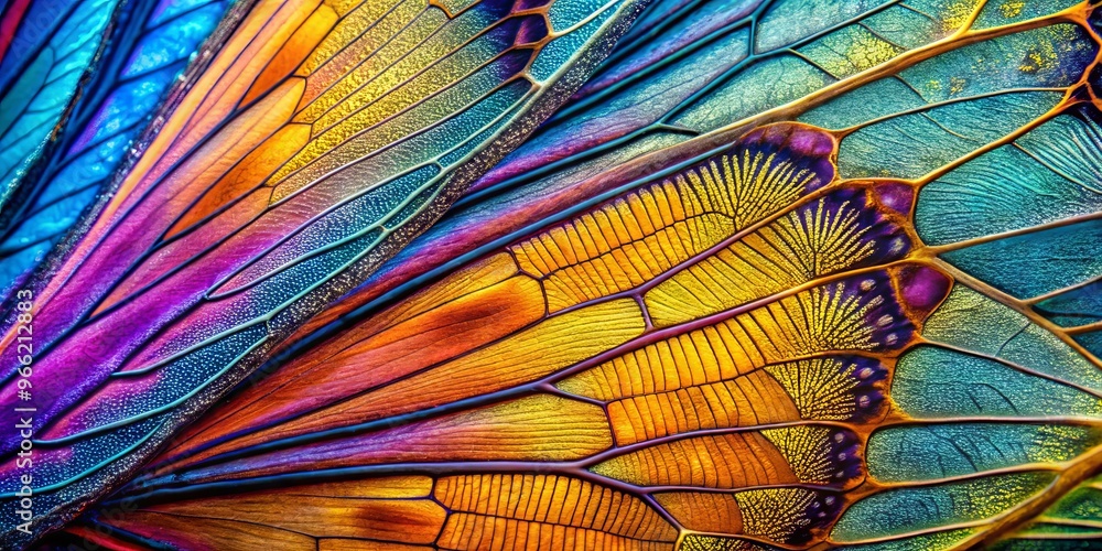 Magnified butterfly wing scales and delicate veins are revealed in ...