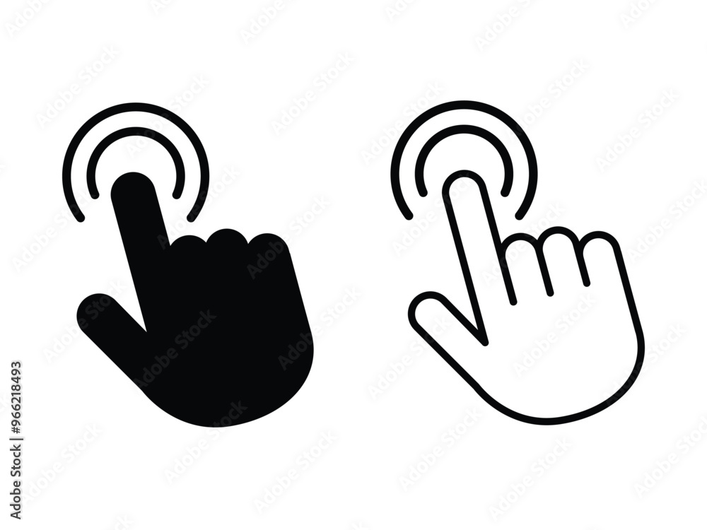 Hand cursor icon set. click icon vector, pointer, hand click, Click ...