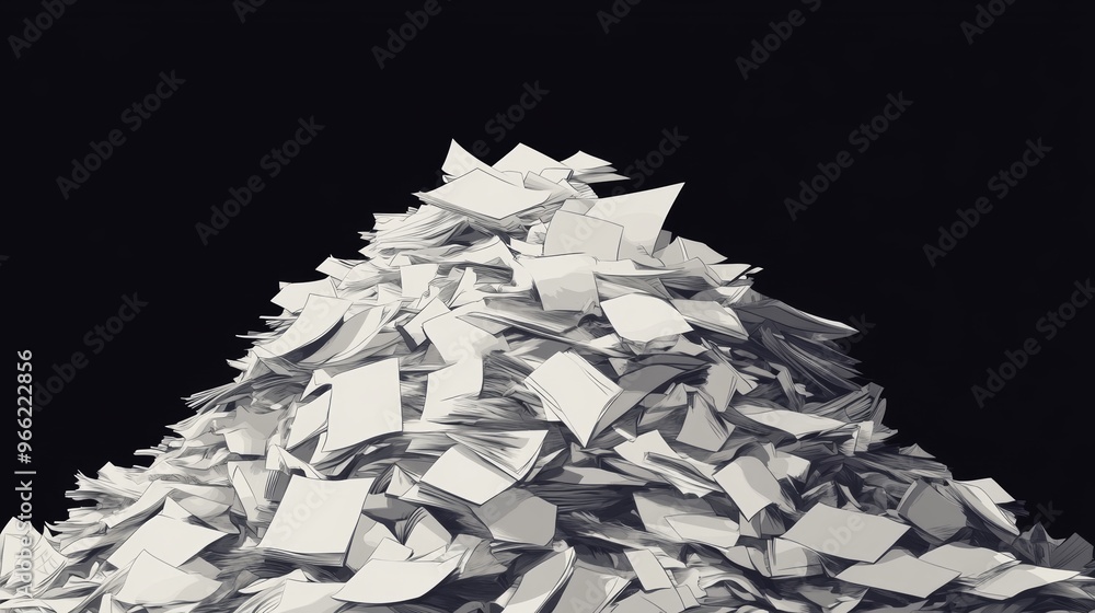 simple vector illustration of a mountain of American tax paperwork on a ...