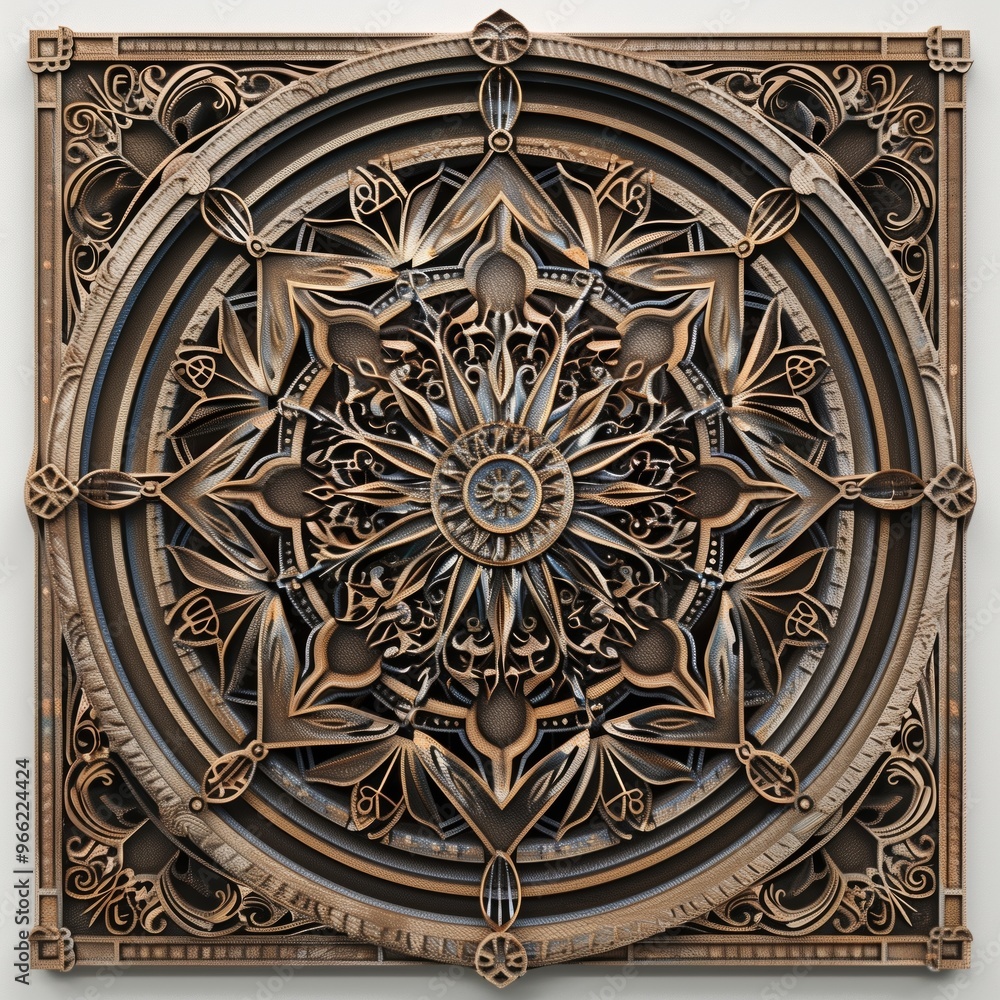 Intricate 3D mandala design featuring floral patterns and geometric ...