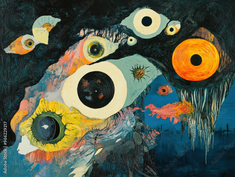 Surreal Visions: A Cubist Surreal Abstract Artwork. An intriguing piece ...