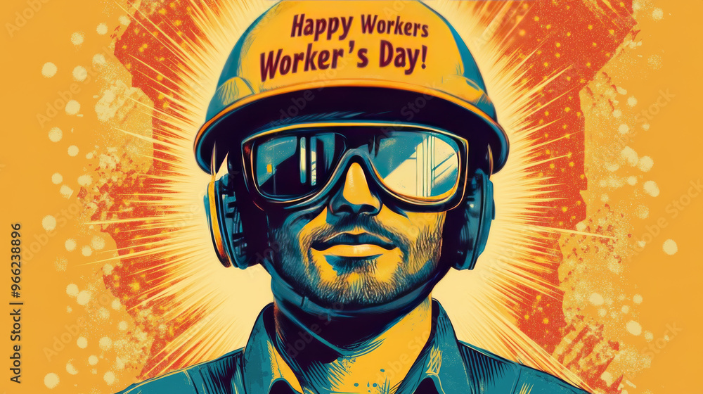 "Happy Worker's Day!" A creative design for May 1st, featuring a safety ...