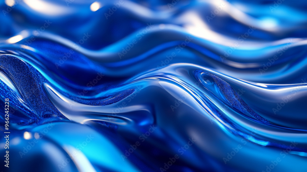 This background features a shimmering blue wave design with a shiny ...