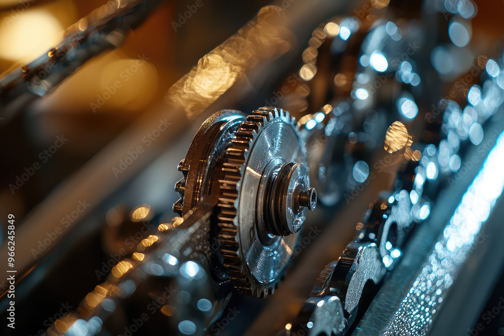 A close up of an engines camshaft and timing gears showcases intricate ...