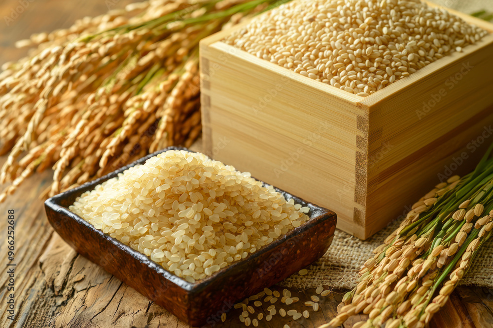 Foto de Rice koji and ears of rice.Rice koji is Japanese malted rice ...