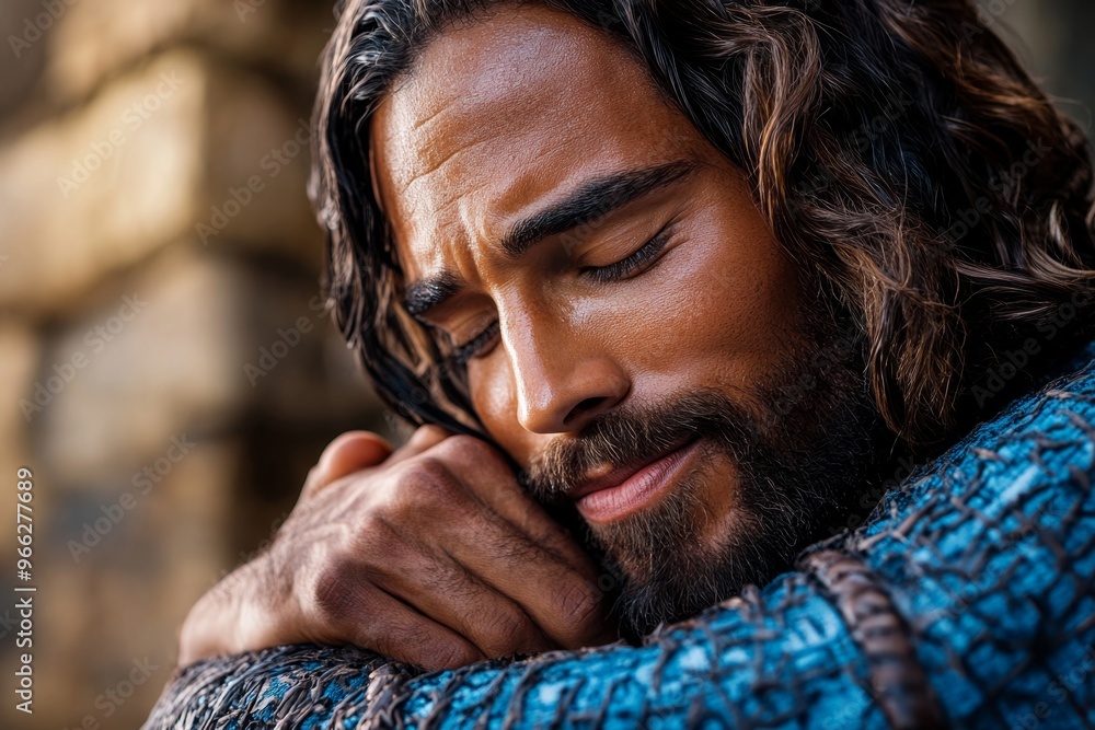 Jesus embracing a lost soul, welcoming them into His kingdom with open ...