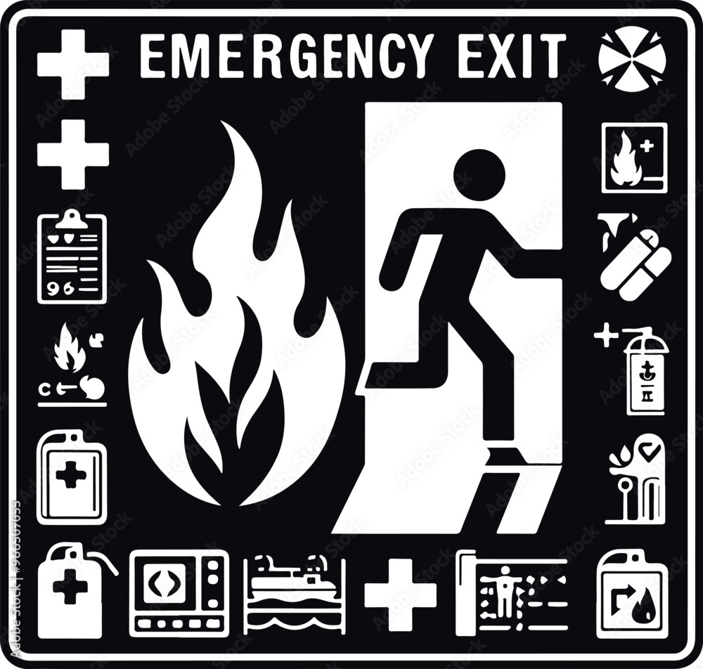 Monochrome Cosmonaut Emergency Exit Icon For Emblems, Badges And Levels ...