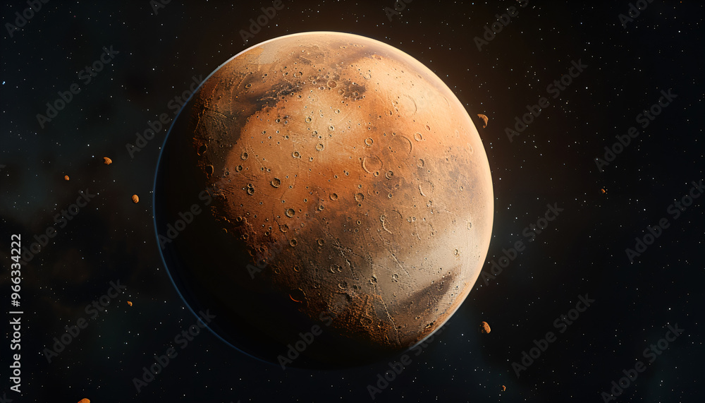 Amazing red planet Mars in deep stellar space. Journey to Mars Concept ...