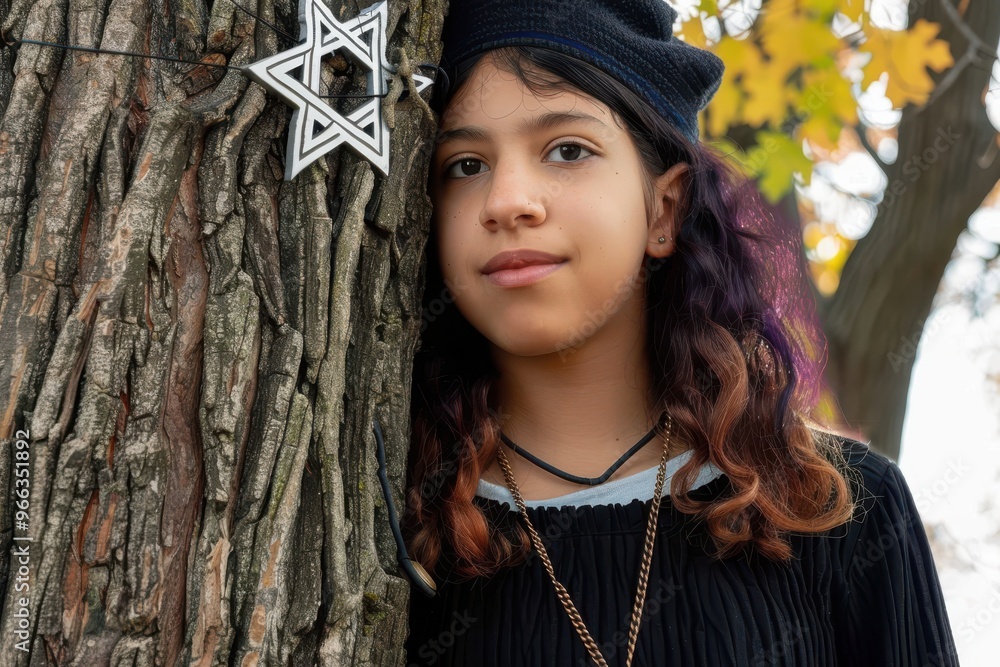 Transgender teenage girl portrait outdoors. Transgender teenage girl ...