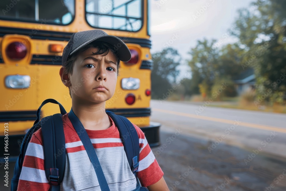 Upset preteen boy not wanting to go to school An upset, grumpy preteen ...