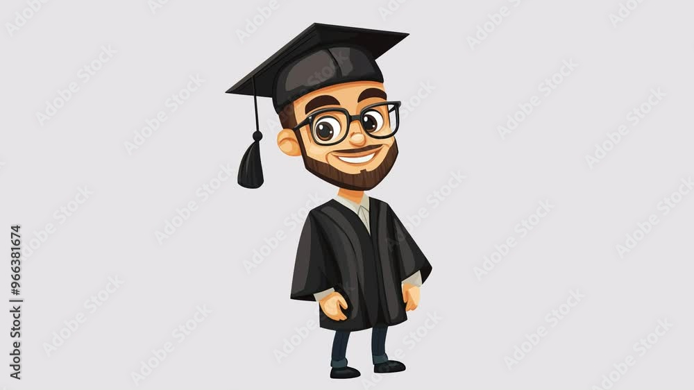Cartoon character on the theme of learning, university, graduate ...