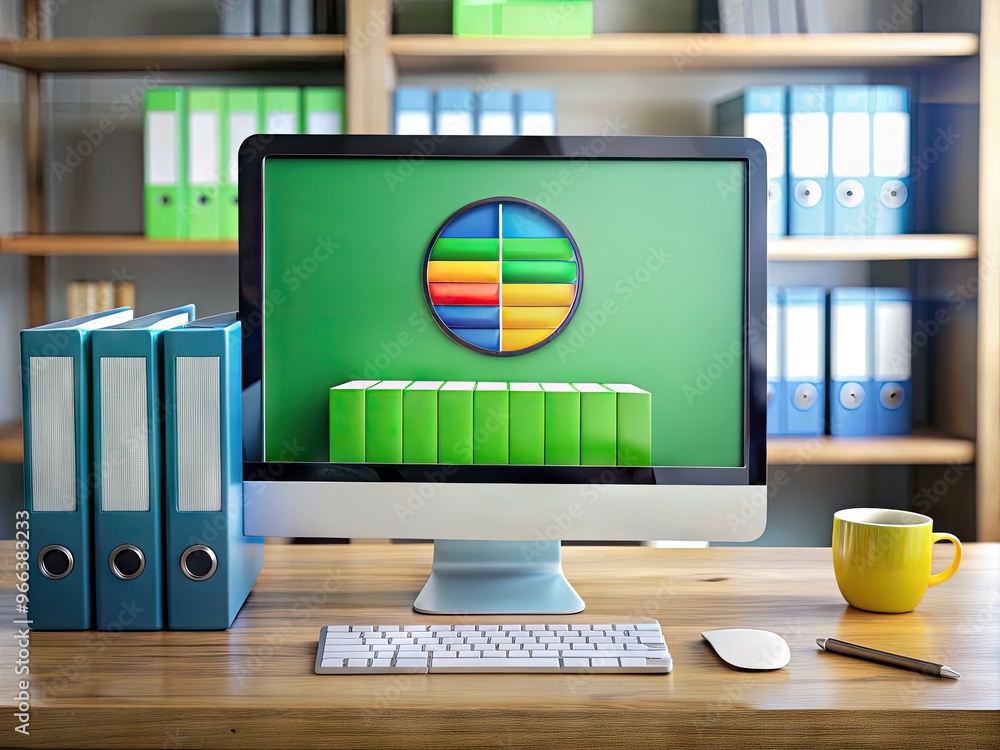 A sleek modern computer monitor displays a progress bar filling up with ...