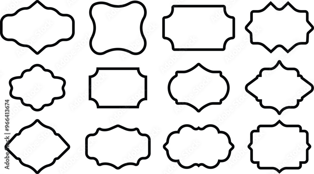 Frame or borders icon in line set. Vector for apps or web isolated on ...