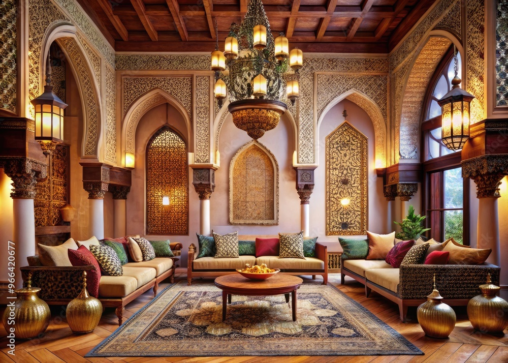 Elegant Arabic-inspired home interior design featuring intricate arches ...