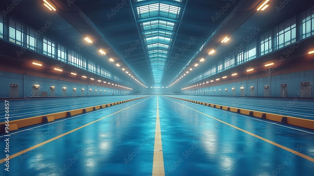 front view of athletics stadium modern track and field arena starting ...