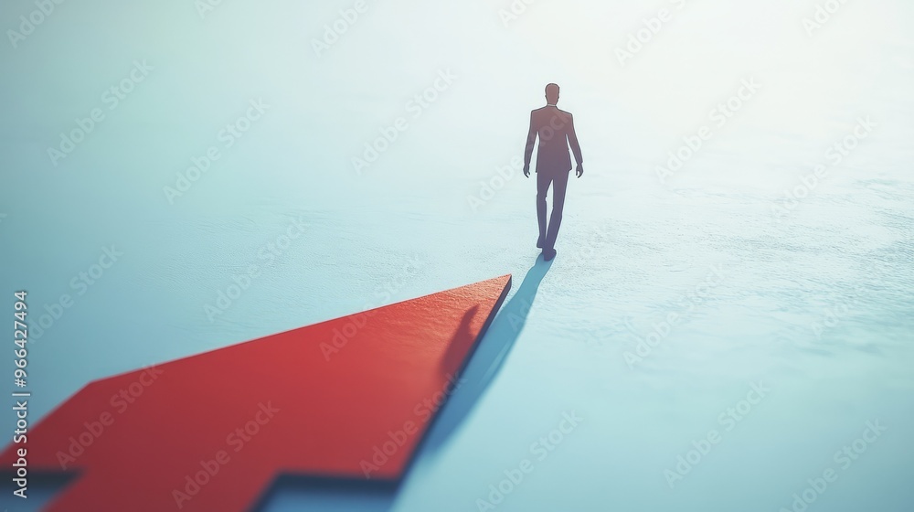 Onwards and Upwards, Path to Success, Man Walking on Arrow, Career ...