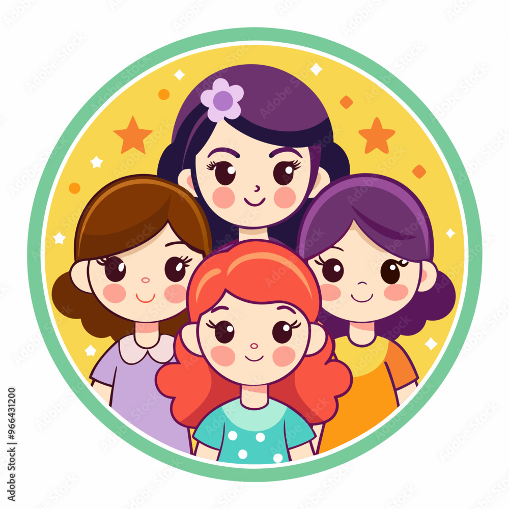 Dive into the world of creativity with a vector image of sisters and ...