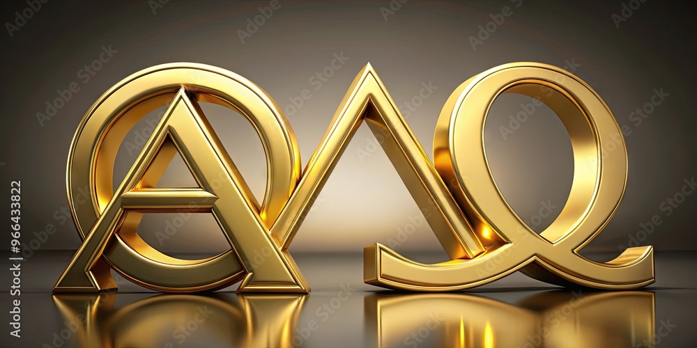Golden Greek alphabet letters Alpha (Î‘) and Omega (Î©) intertwined ...