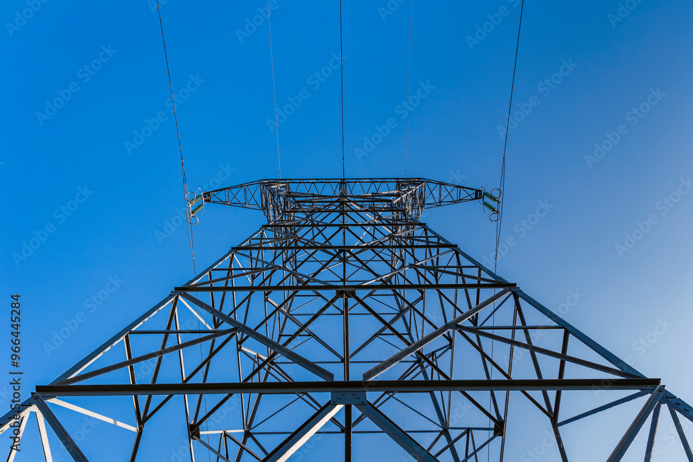 Pedestals of a high-voltage pylon in countyside.High voltage pylon in ...