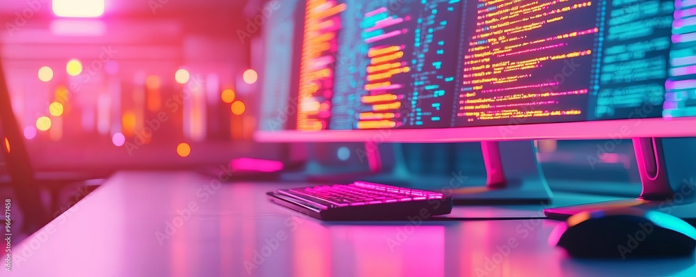 Augmented reality coding, digital developers, neon syntax highlighting ... Augmented reality coding, digital developers, neon syntax highlighting ...