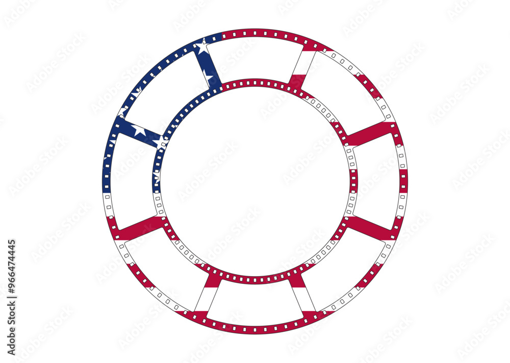 Vintage style american flag round 35mm film strip frame border vector ...