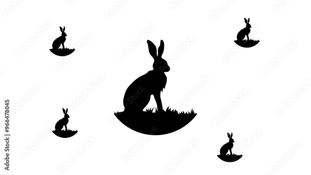 Zoom in and out animation the hare symbol. Large black symbol in the ...