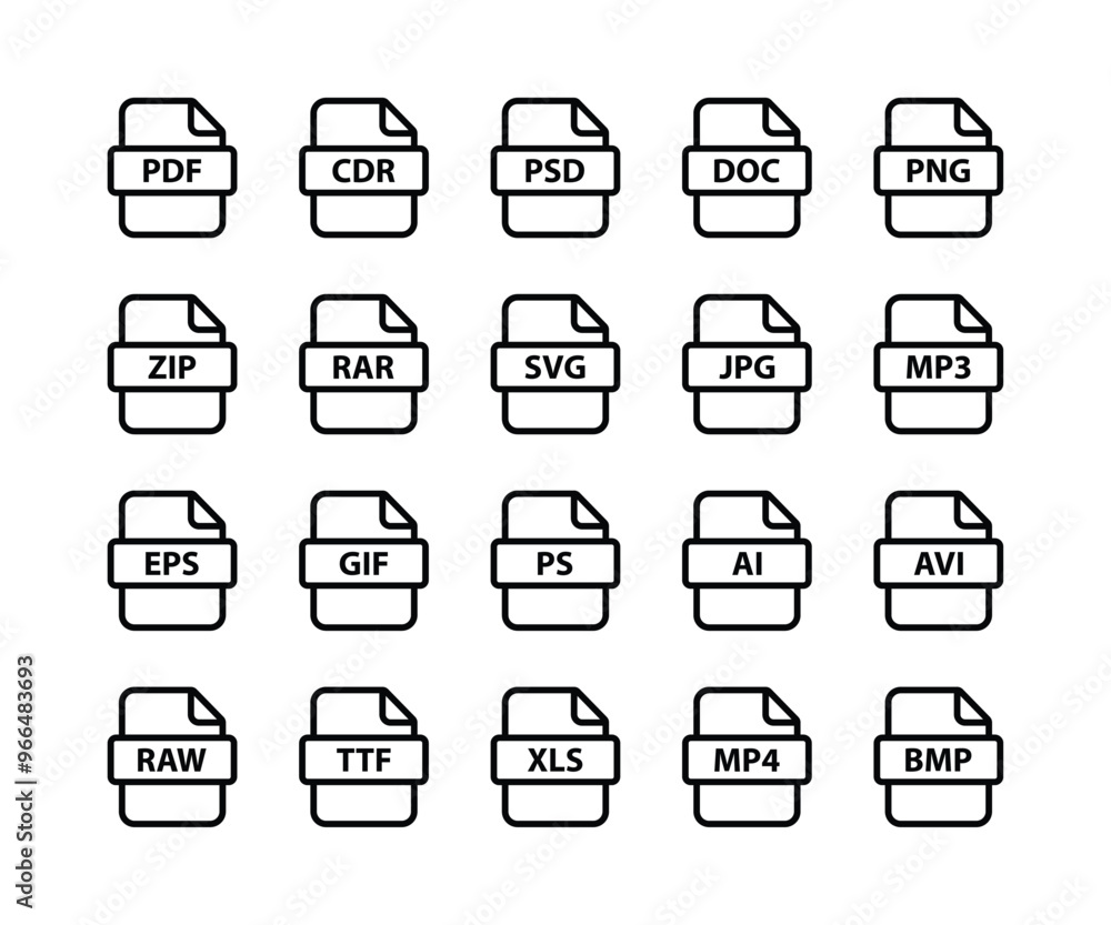 File type icon set. Files format and document icon in flat style design ... File type icon set. Files format and document icon in flat style design ...