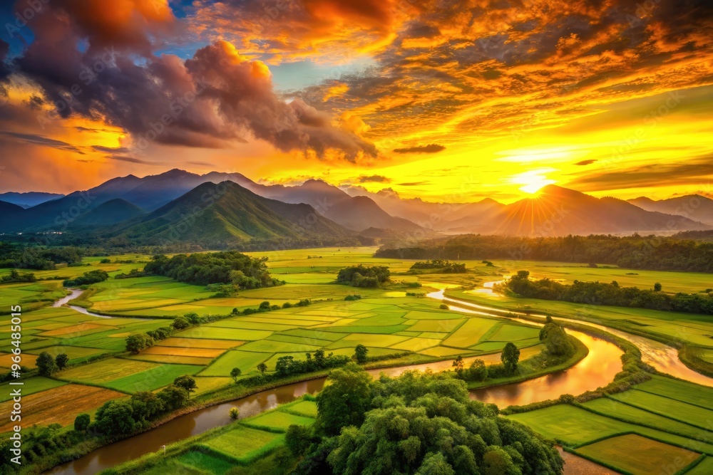 Vibrant sunset casts golden hues over tranquil Cagayan Valley landscape ...