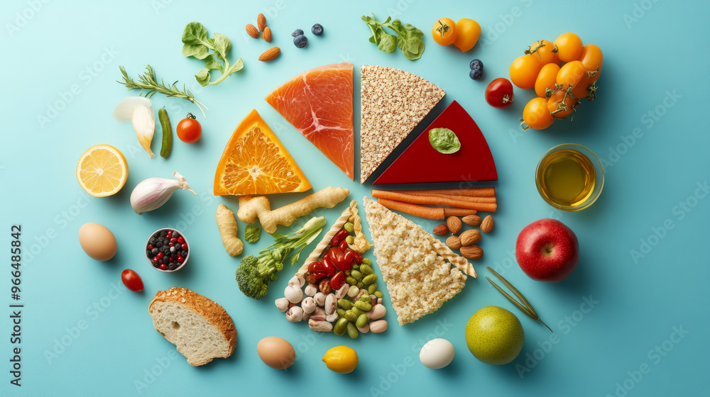 The pie chart shows the different types of food groups. It's like a ...