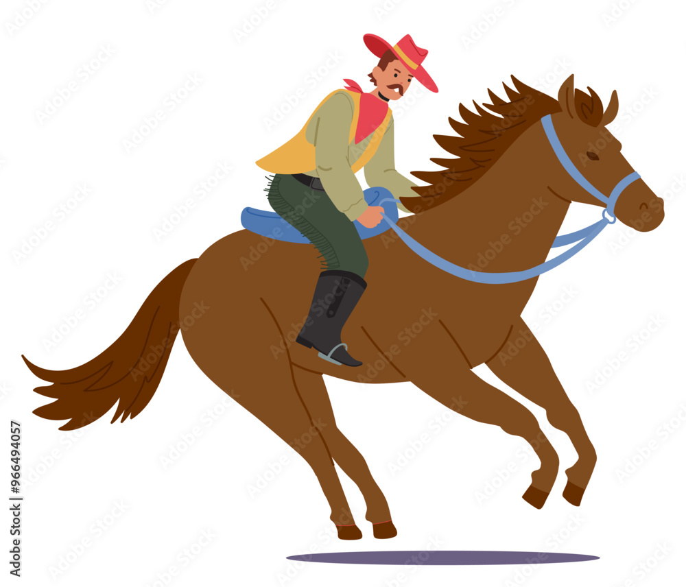 Cartoon Cowboy Character Riding A Horse, Showcasing A Western Theme ...