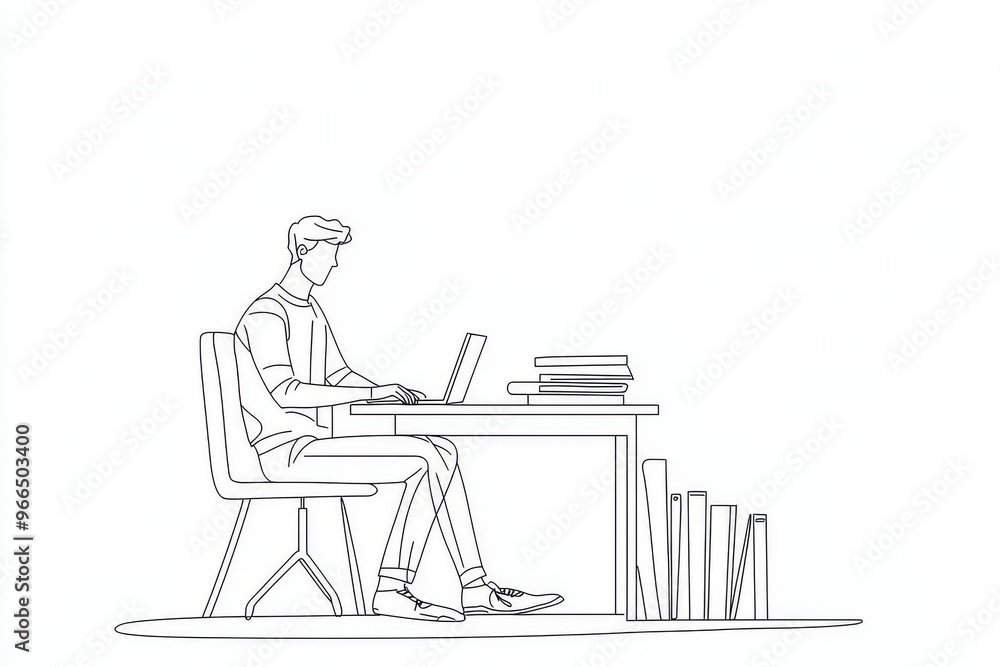 Single one line drawing of young happy male college student studying ...