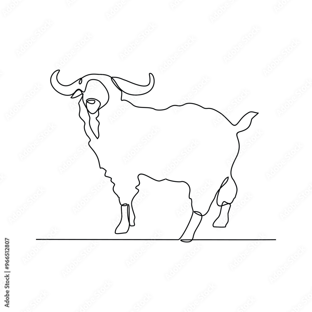 One continuous line drawing of Goat vector illustration. Goats are ...