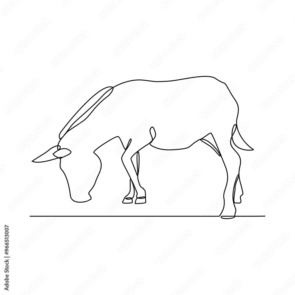 Vetor de One continuous line drawing of Donkey vector illustration ...