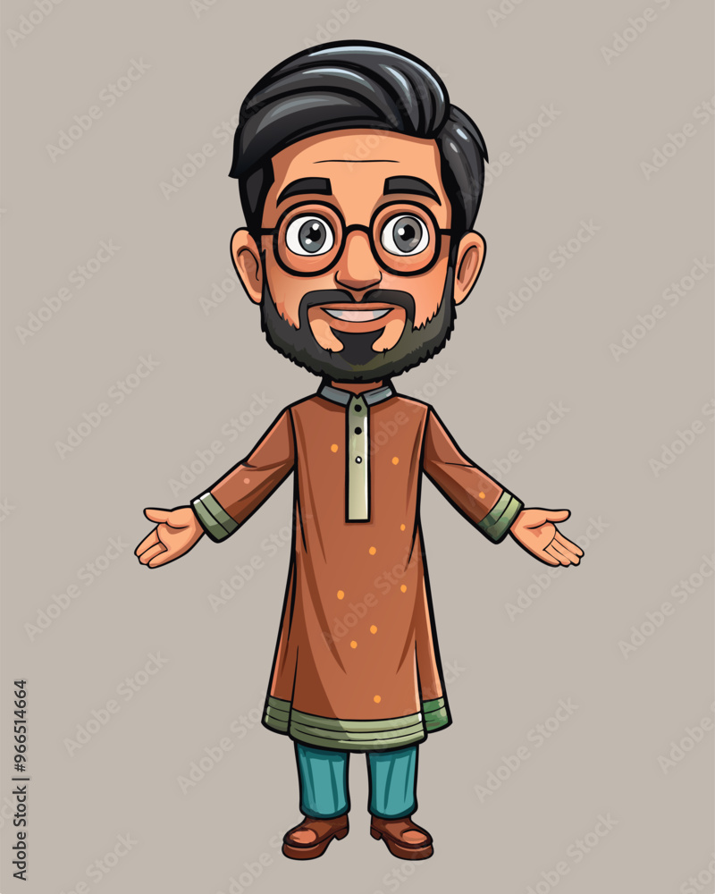 pakistani kids man character wear shalwar kameez and peshawari chappal ...