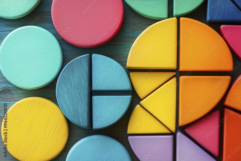 colorful math fractions on the bright backgrounds. interesting math for ...