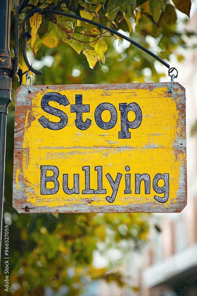 Anti bullying action: text stop bullying, call to end harmful behavior ...