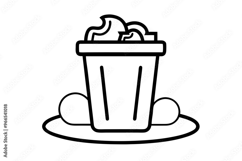Overflowing Trash Can Line Drawing Minimalist Vector Illustration of ...