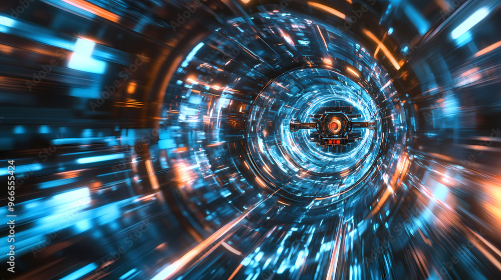 Time travel machine, futuristic time travel machine, a high tech ...