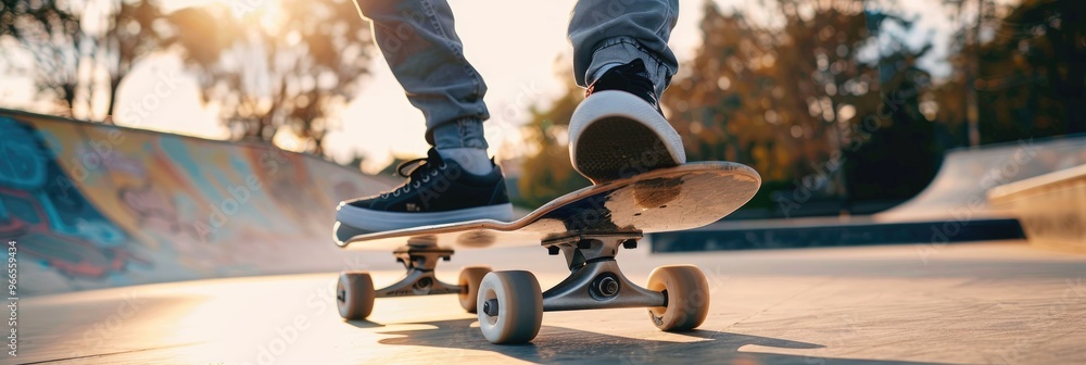Gen Z individual performing tricks at a skate park with dynamic motion ...