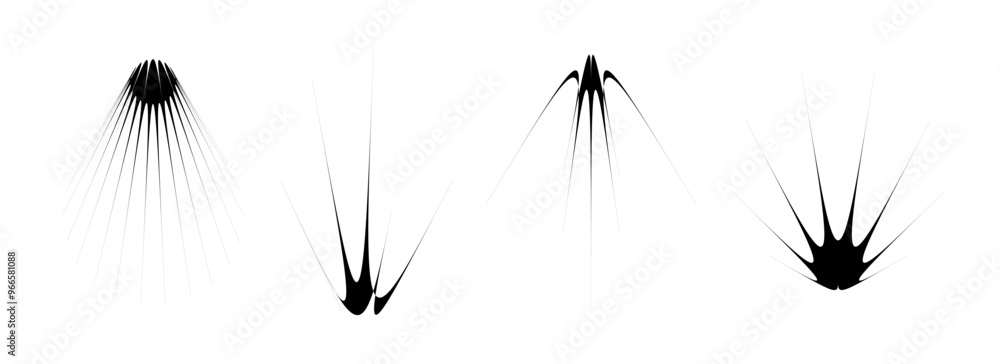Black thin spiky thorn element set. Abstract sharp shapes and angular ...