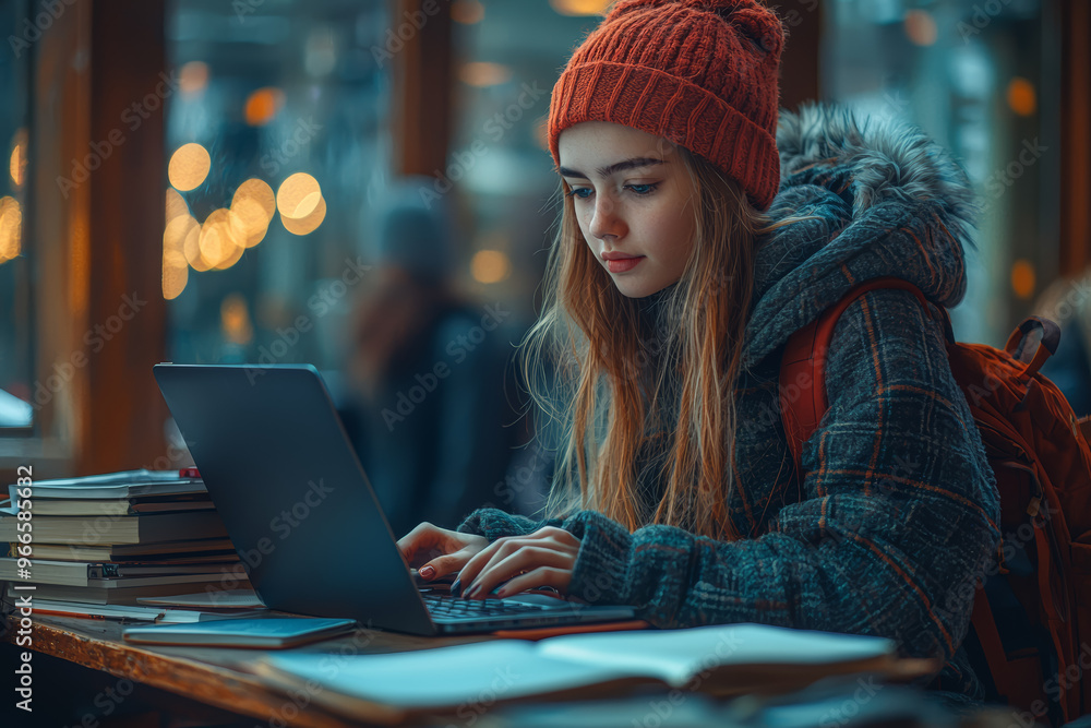 A teenager studying on a laptop with multiple tabs open, reflecting the ...