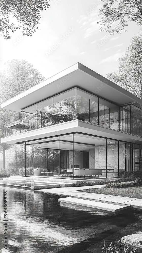 architectural 3d model of modern house crisp white surfaces and clean ...