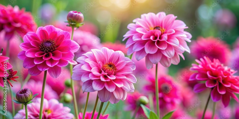 Fragrant pink flowers with dark pink eyes blooming on tall stems in a ...