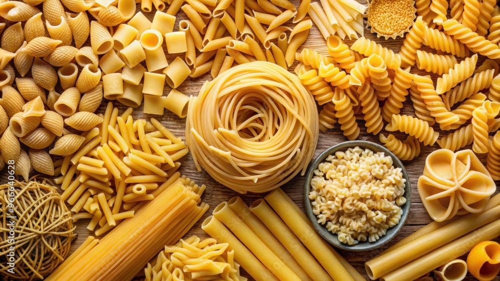 Assortment of raw Italian pasta types and shapes, pasta, Italian ...