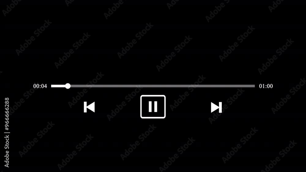 Music player animation with black background, animation of 1 minute ...