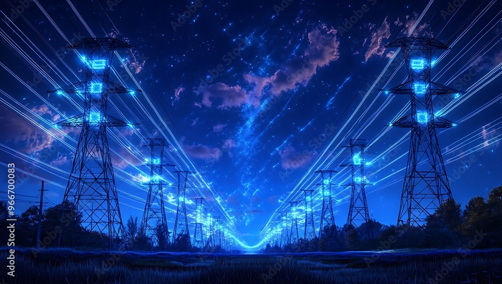 Power Transmission Lines with 3D Digital Visualization of Electricity ...